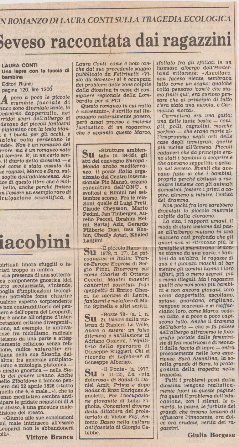 Laura Conti, Una lepre con la faccia di bambina, Editori Riuniti, 1978 ...